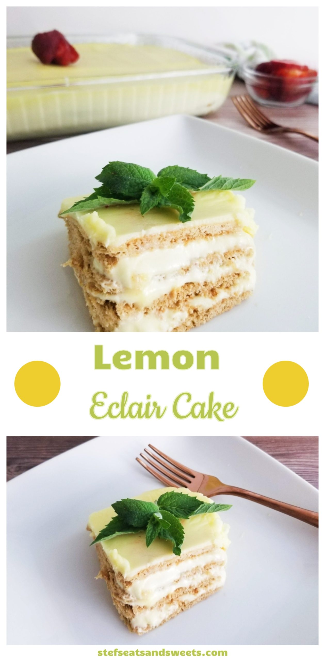 Easy No Bake Lemon Éclair Cake