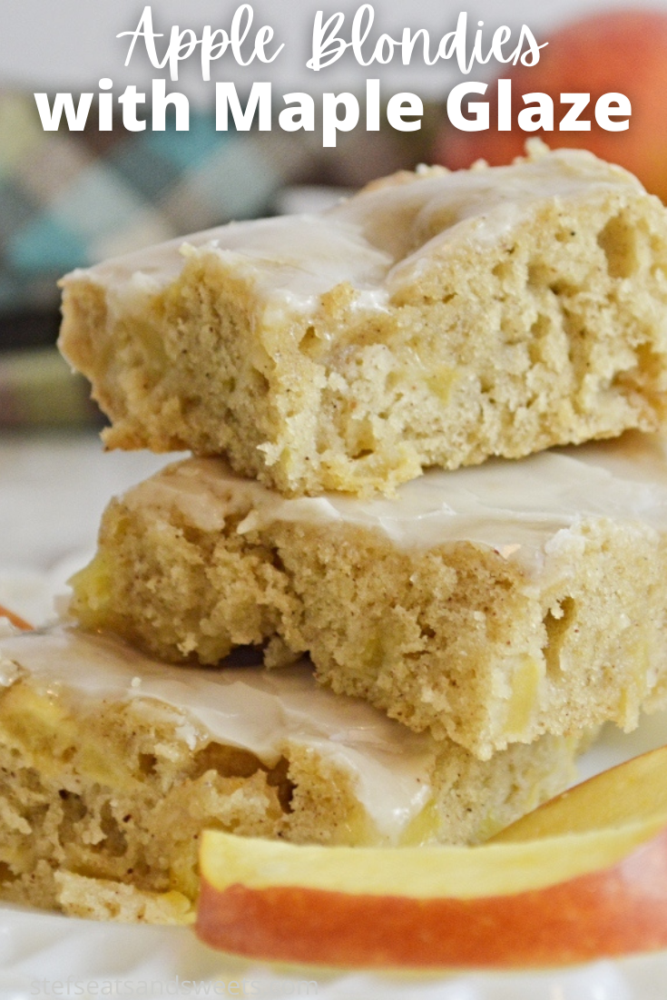Apple Blondies with Maple Glaze - Stef's Eats and Sweets