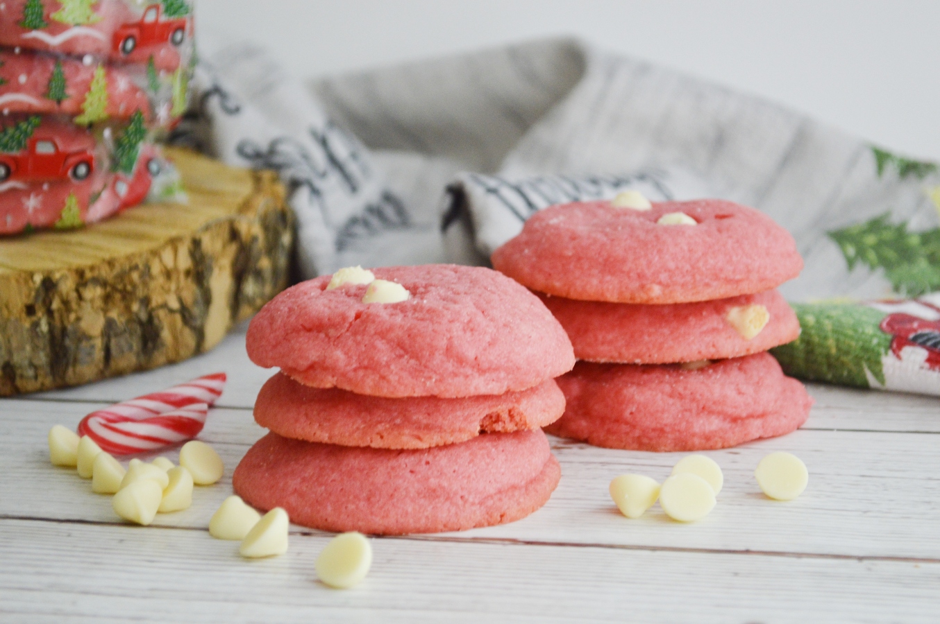 Red Sugar Cookies with White Chocolate Chips - Stef's Eats and Sweets