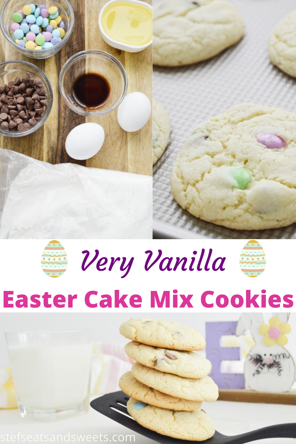 Very Vanilla Easter Cake Mix Cookies - Stef's Eats and Sweets