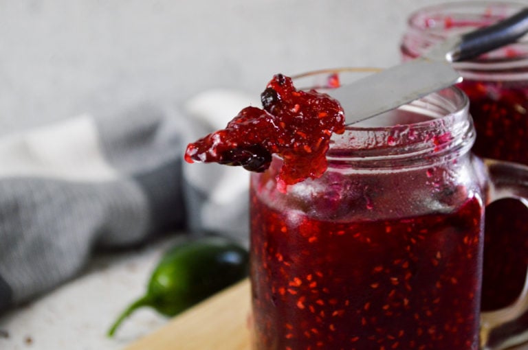 Small Batch Raspberry Jalapeno Jam - Stef's Eats and Sweets