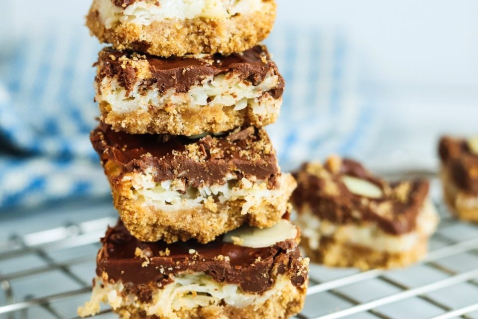 Ultimate Chocolate Almond Layer Bars - Stef's Eats and Sweets