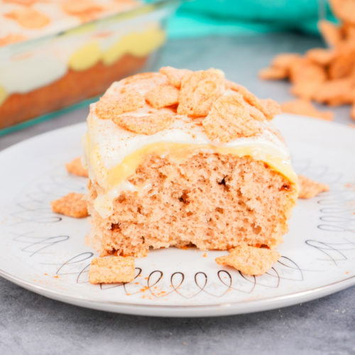 Easy Cinnamon Toast Crunch Poke Cake - Stef's Eats and Sweets