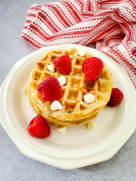 White Chocolate & Raspberry Homemade Waffles - Stef's Eats and Sweets