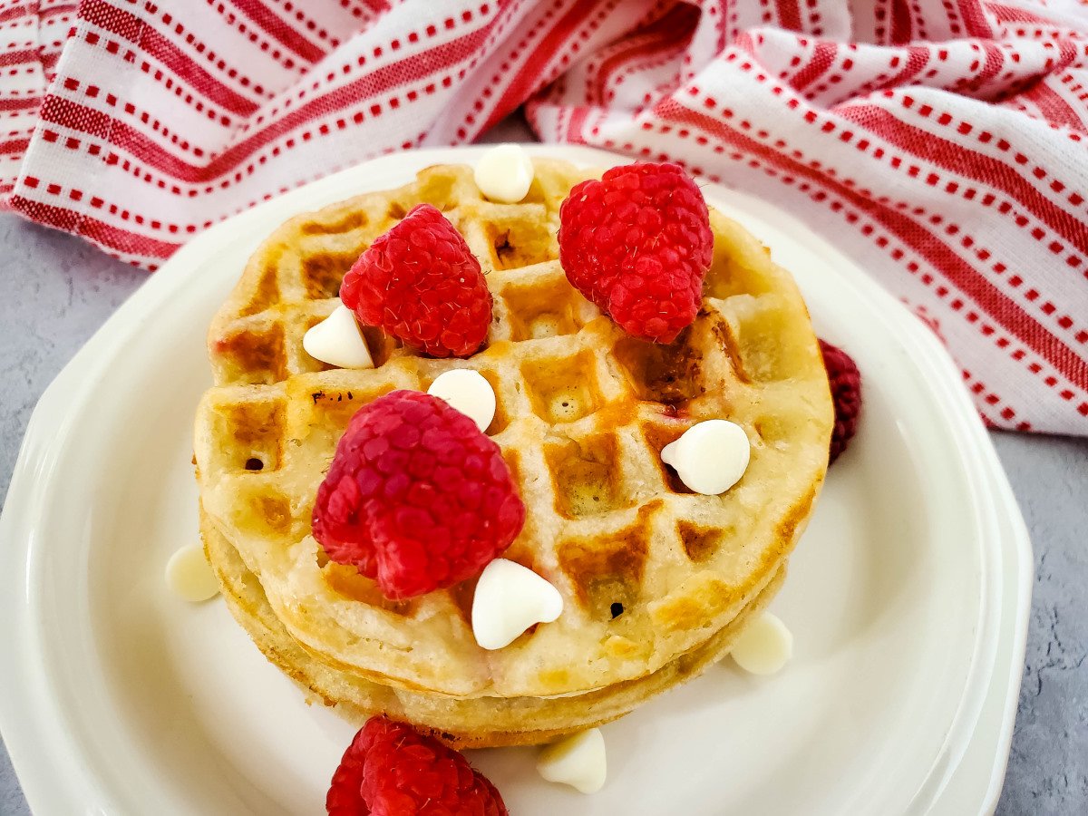 White Chocolate & Raspberry Homemade Waffles - Stef's Eats and Sweets