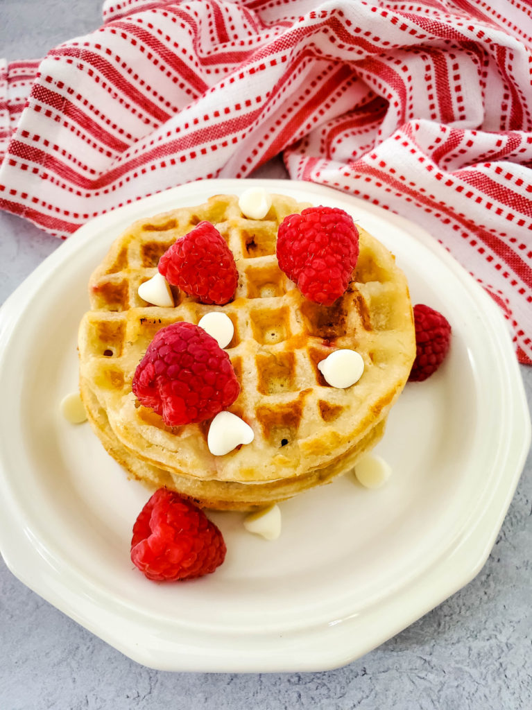 White Chocolate & Raspberry Homemade Waffles - Stef's Eats and Sweets