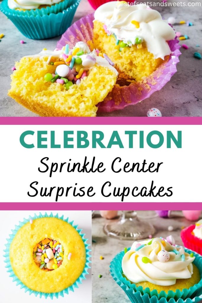 Celebration Sprinkle Surprise Cupcakes - Stef's Eats and Sweets