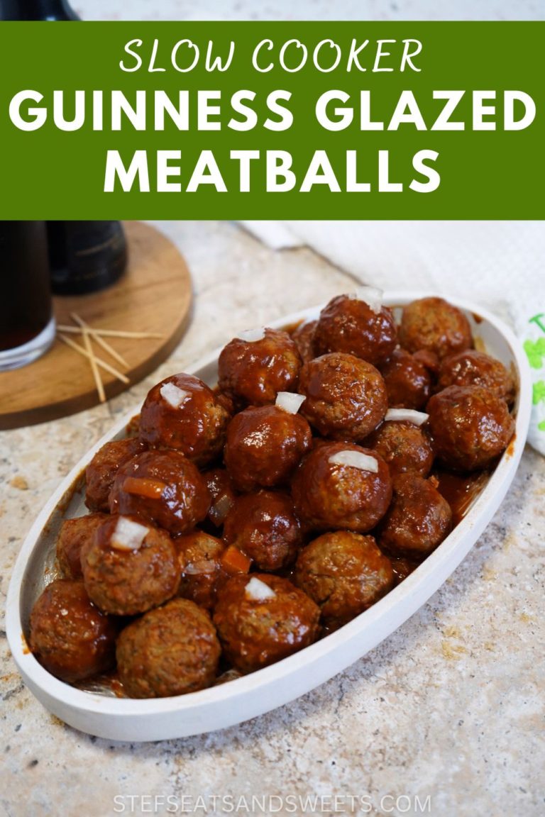 Slow Cooker Guinness Glazed Meatballs - Stef's Eats and Sweets