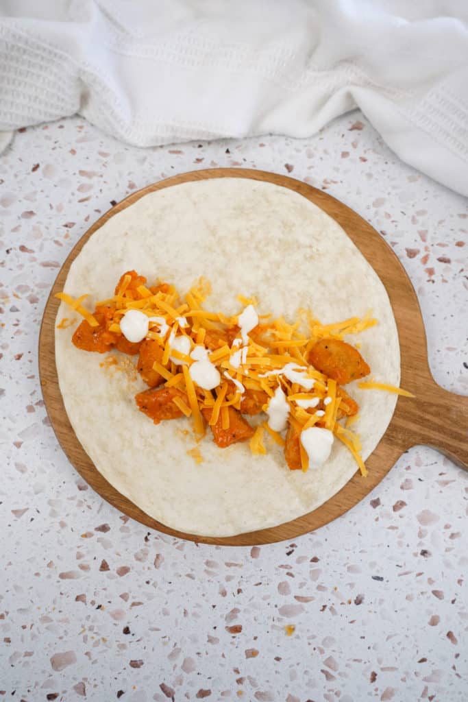 2 Minute Buffalo Chicken Nuggets Wrap - Stef's Eats and Sweets