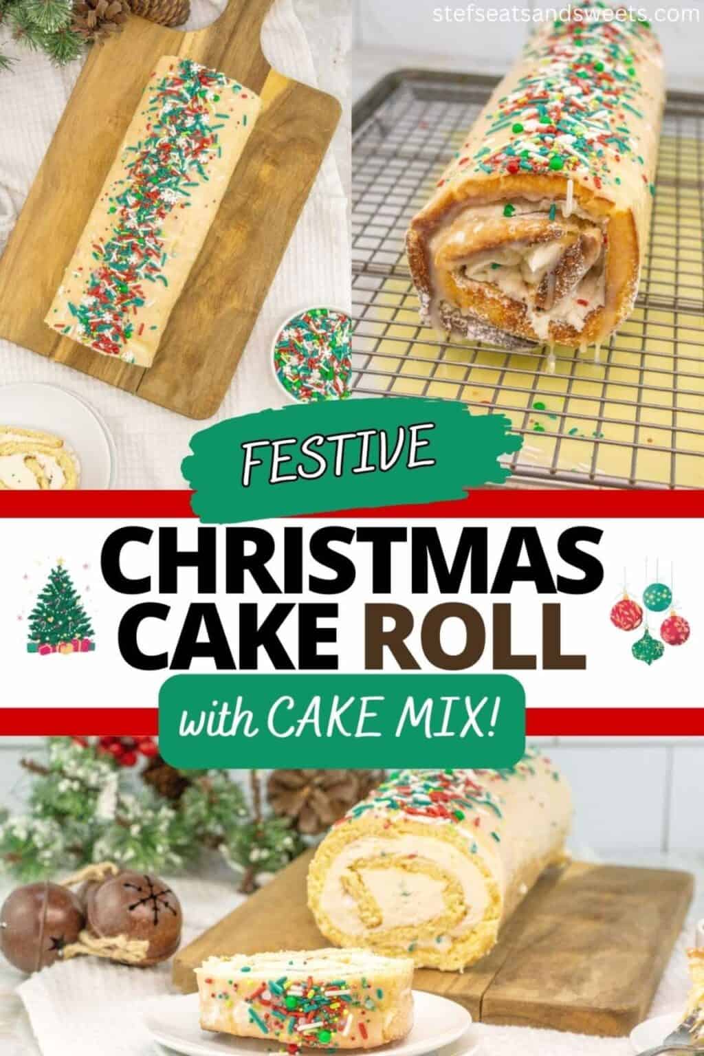 Festive Christmas Cake Roll (with Cake Mix!) - Stef's Eats and Sweets