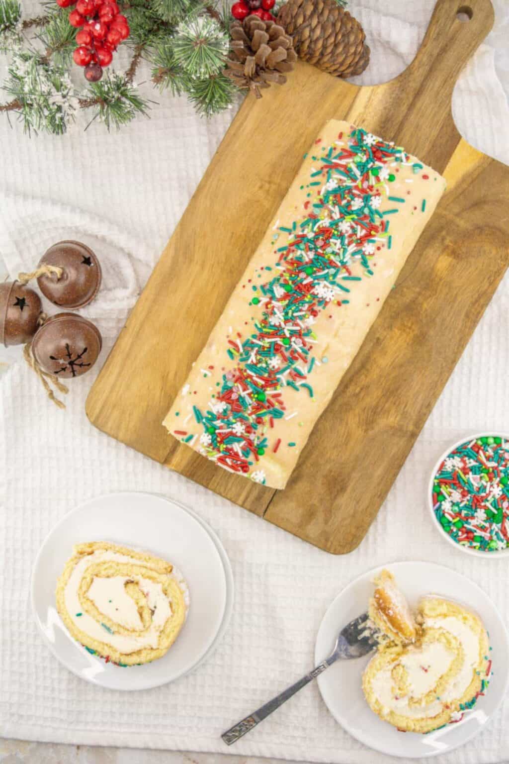 Festive Christmas Cake Roll (with Cake Mix!) - Stef's Eats and Sweets