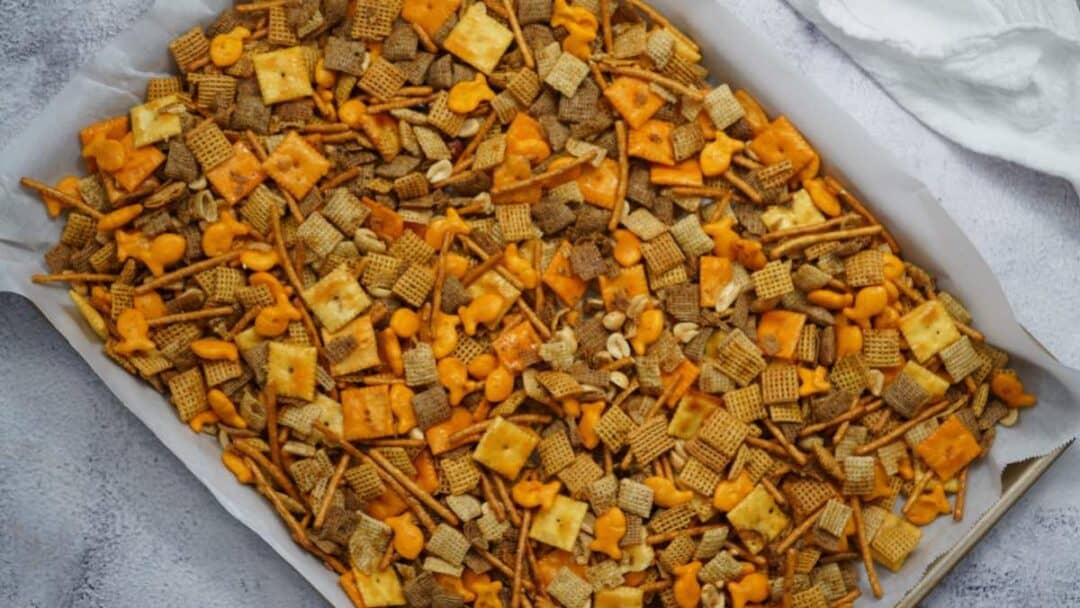 Cheddar Bacon Smoked Chex Mix - Stef's Eats and Sweets