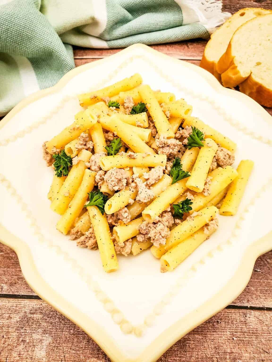 Lemon Parmesan Ground Turkey Pasta - Stef's Eats and Sweets