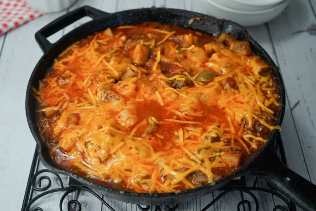 Cheesy Sloppy Joe Potato Skillet - Stef's Eats and Sweets