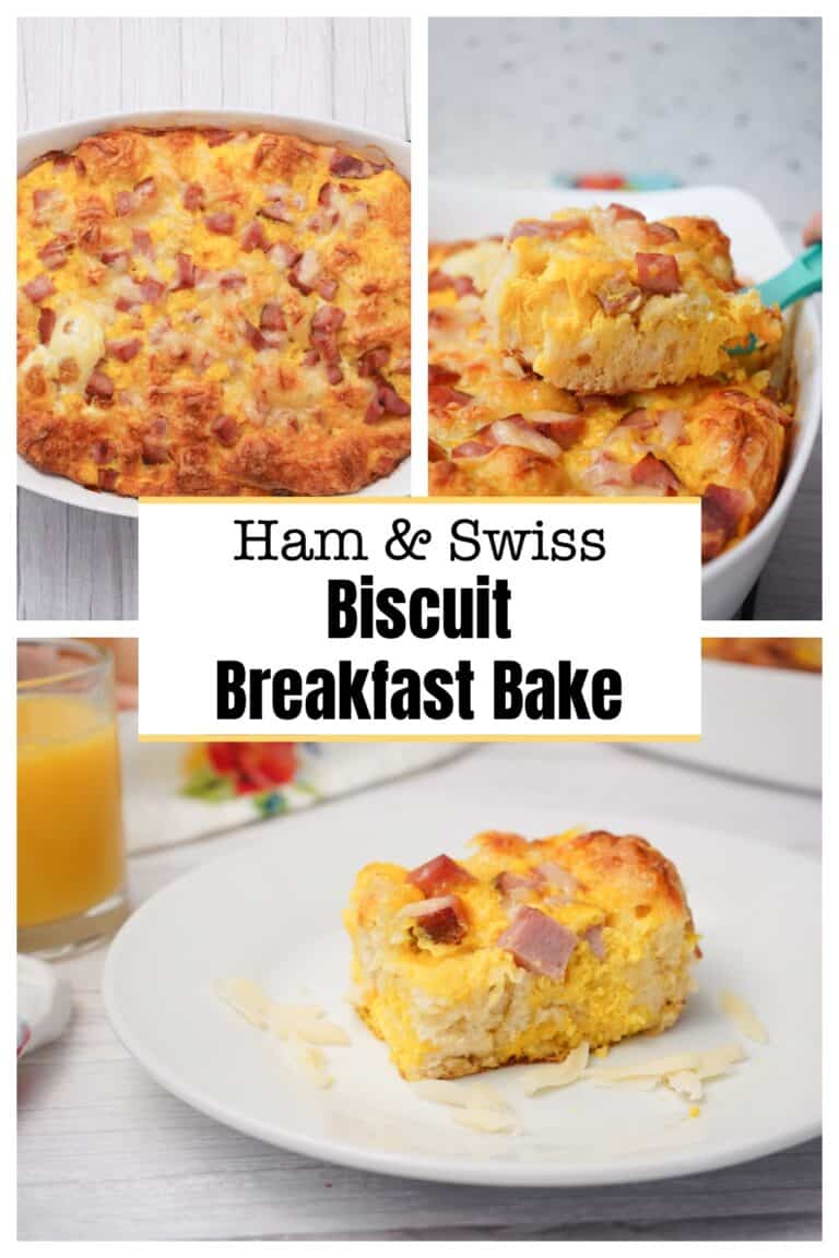 Ham and Swiss Biscuit Breakfast Bake - Stef's Eats and Sweets